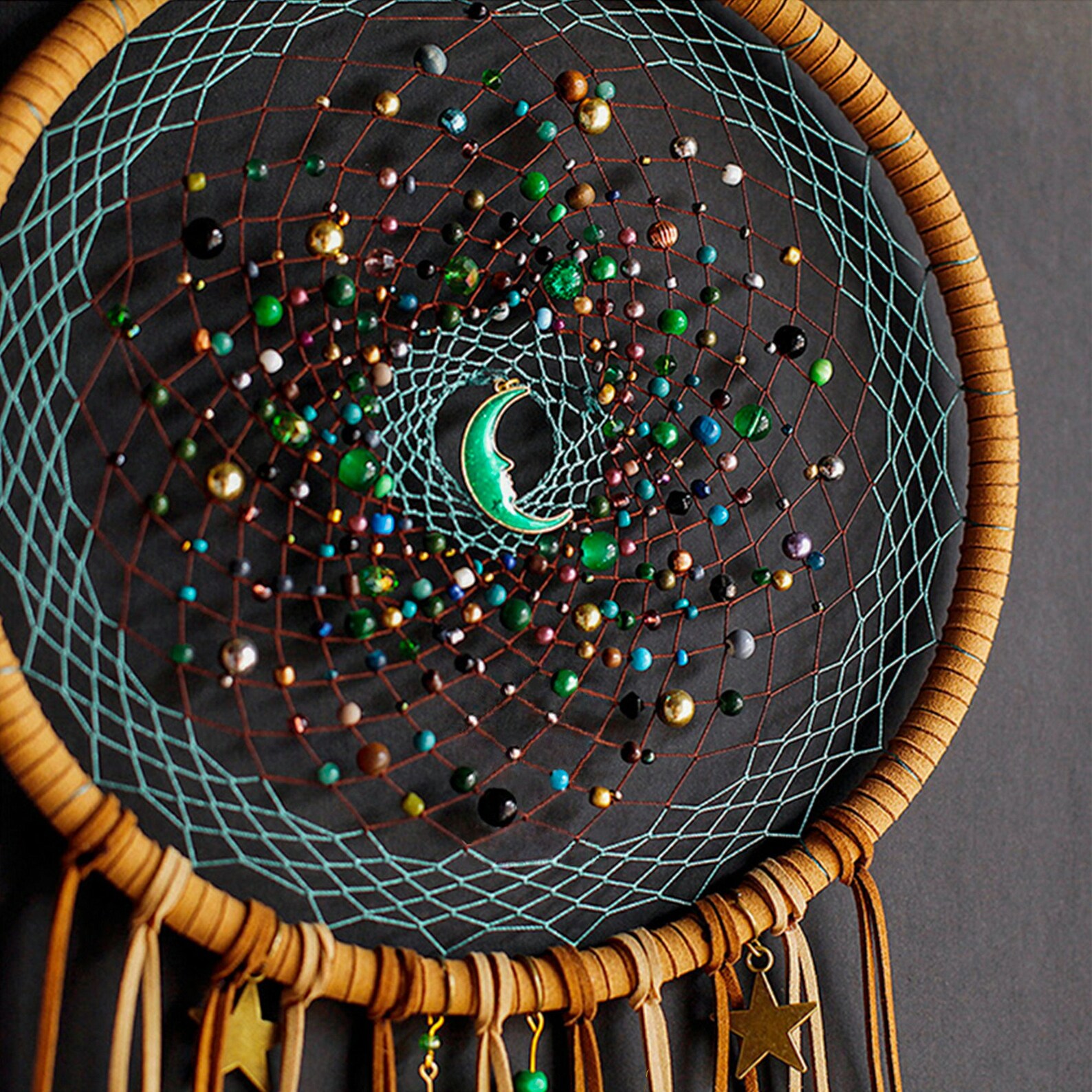 Crystal Crescent Moon Feather Dream Catcher Handmade - Etsy