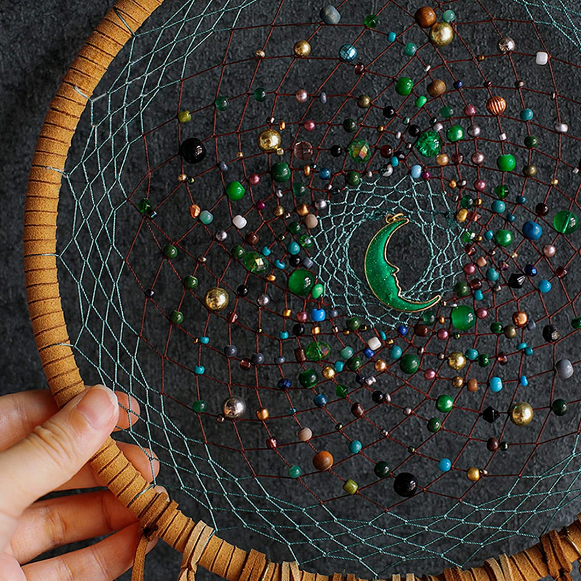 Crystal Crescent Moon Feather Dream Catcher Handmade - Etsy