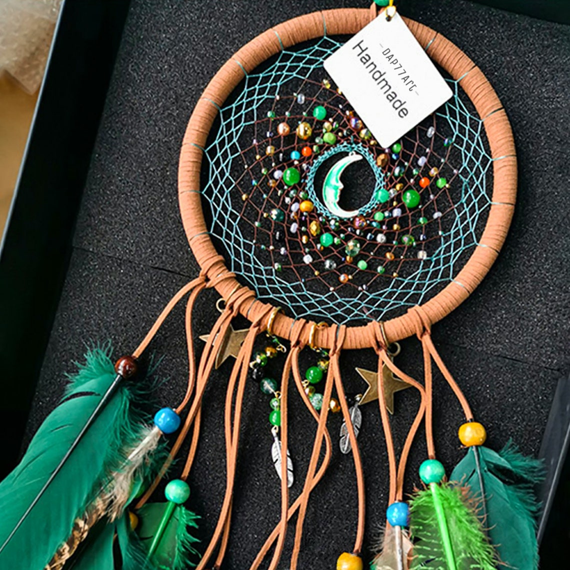 Crystal Crescent Moon Feather Dream Catcher Handmade - Etsy