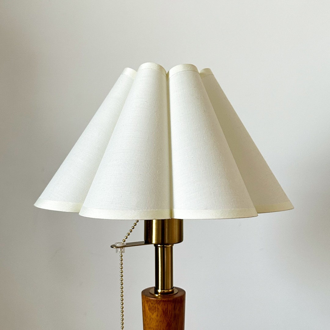 Cream Pleated Lampshade for Table Lamps Pendant Light PVC Fabric Petal ...