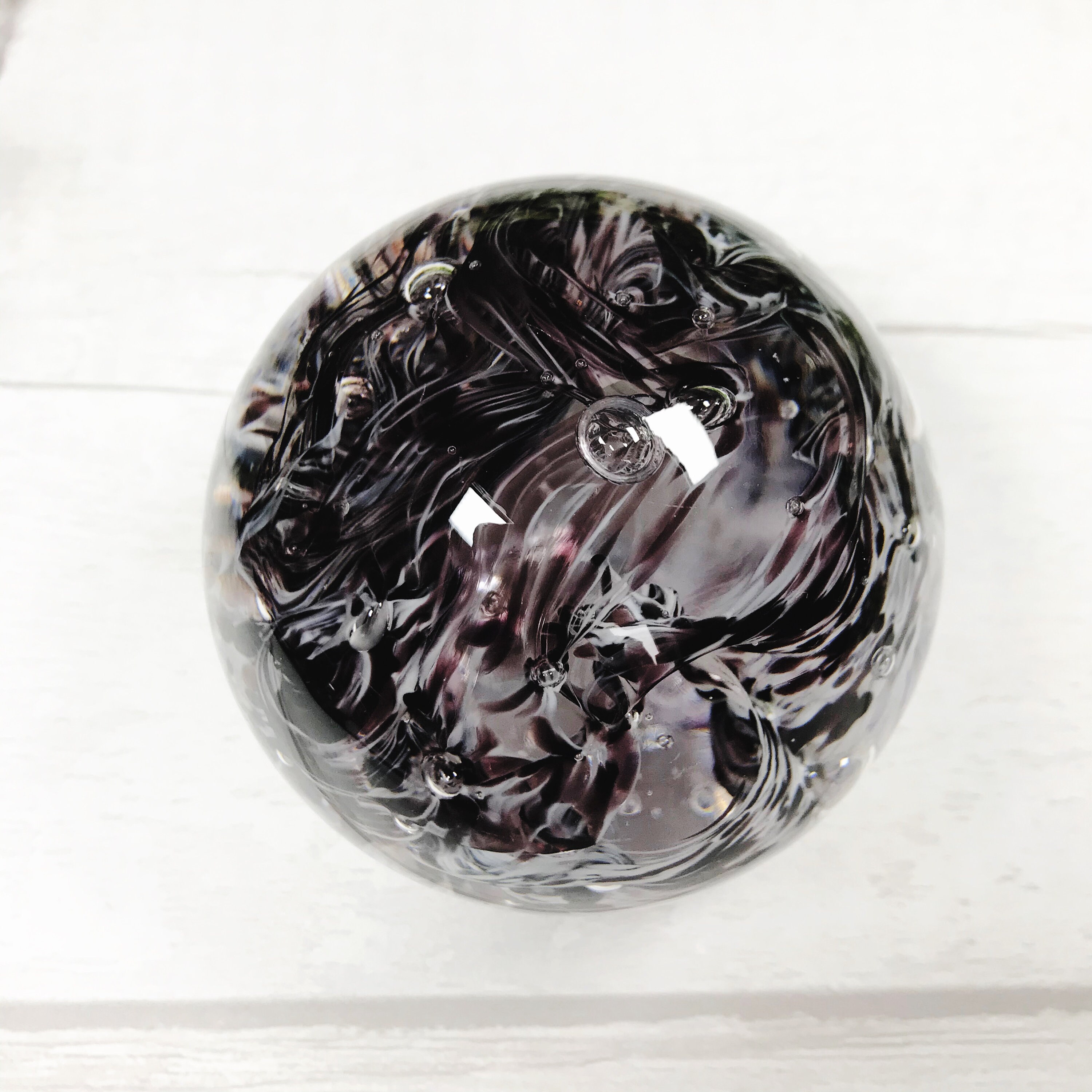 Gorgeous Vintage Paperweight Dark Purple White Swirls Medium / Large ...