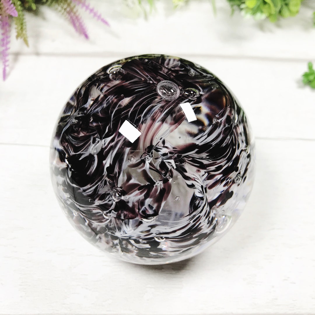 Gorgeous Vintage Paperweight Dark Purple White Swirls Medium / Large ...