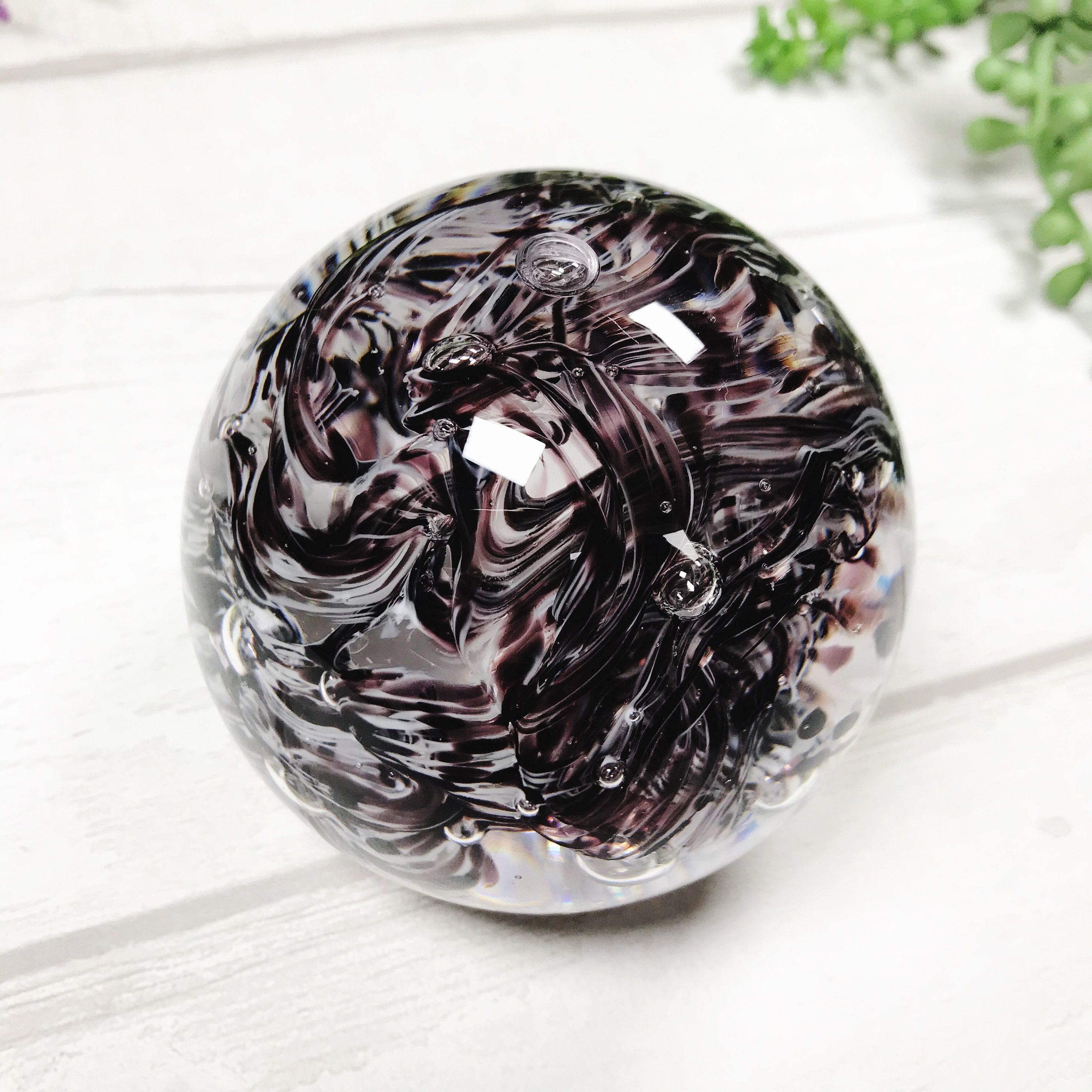 Gorgeous Vintage Paperweight Dark Purple White Swirls Medium / Large ...