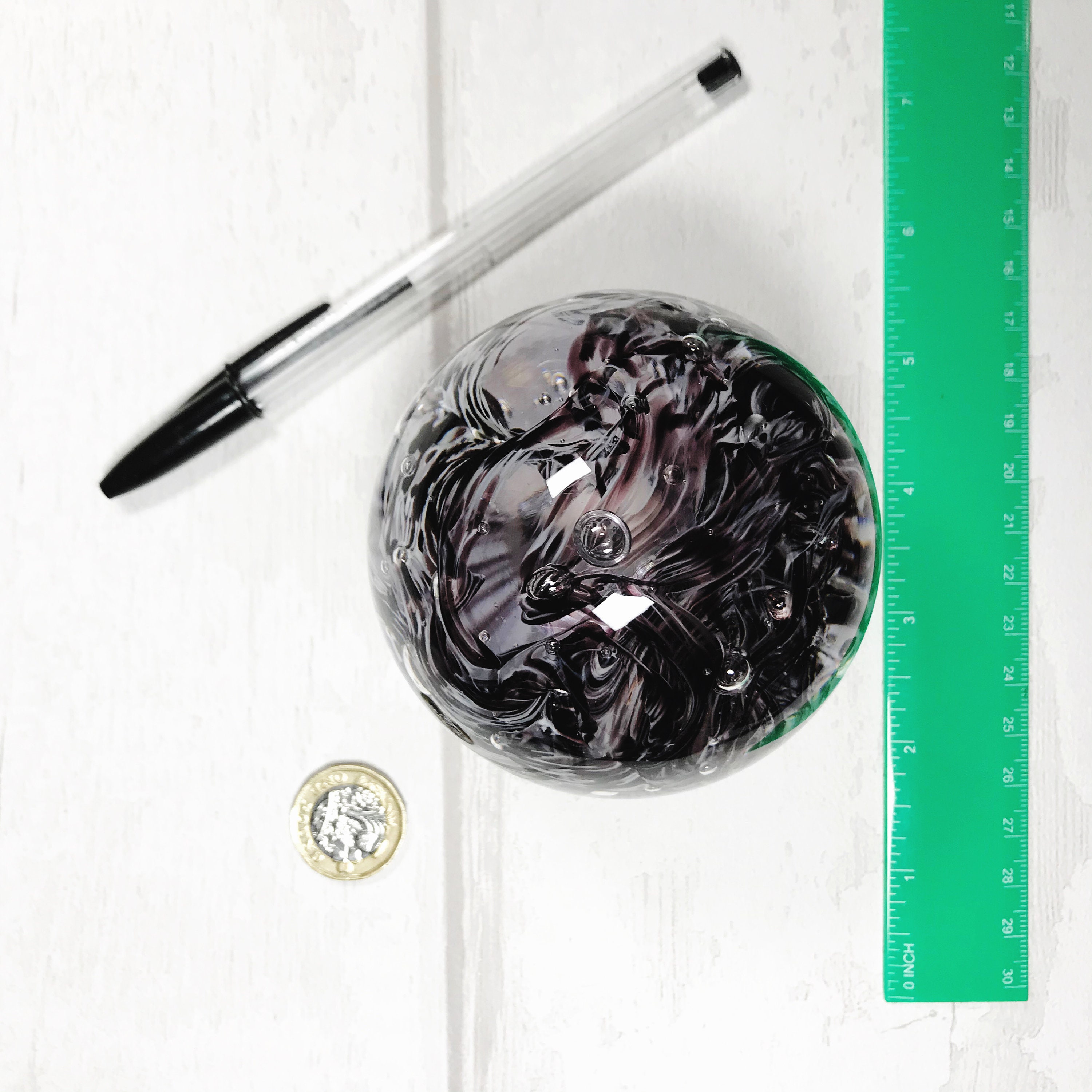 Gorgeous Vintage Paperweight Dark Purple White Swirls Medium / Large ...