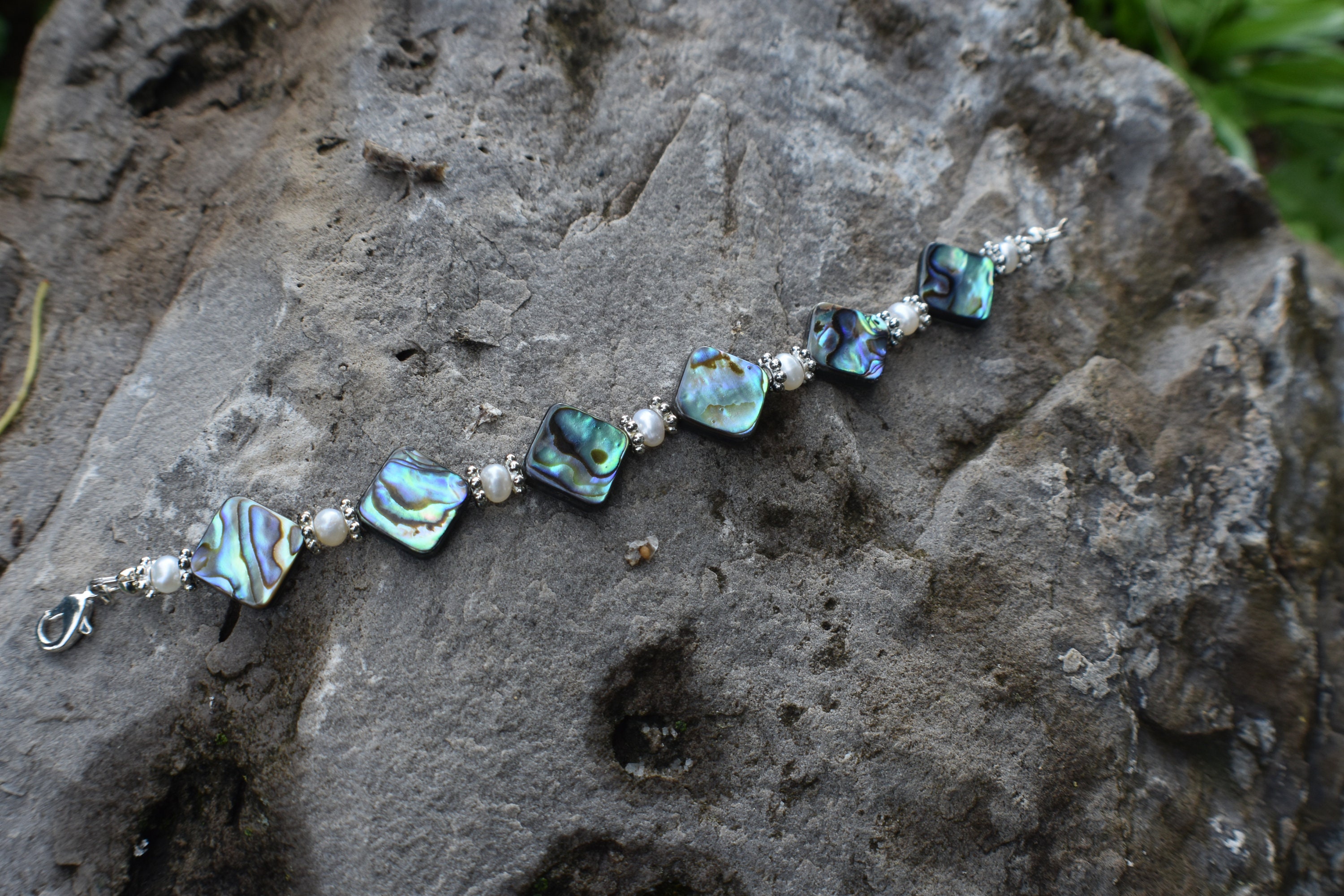 Abalone Shell Cultured Pearl Bracelet Natural Abalone Paua | Etsy