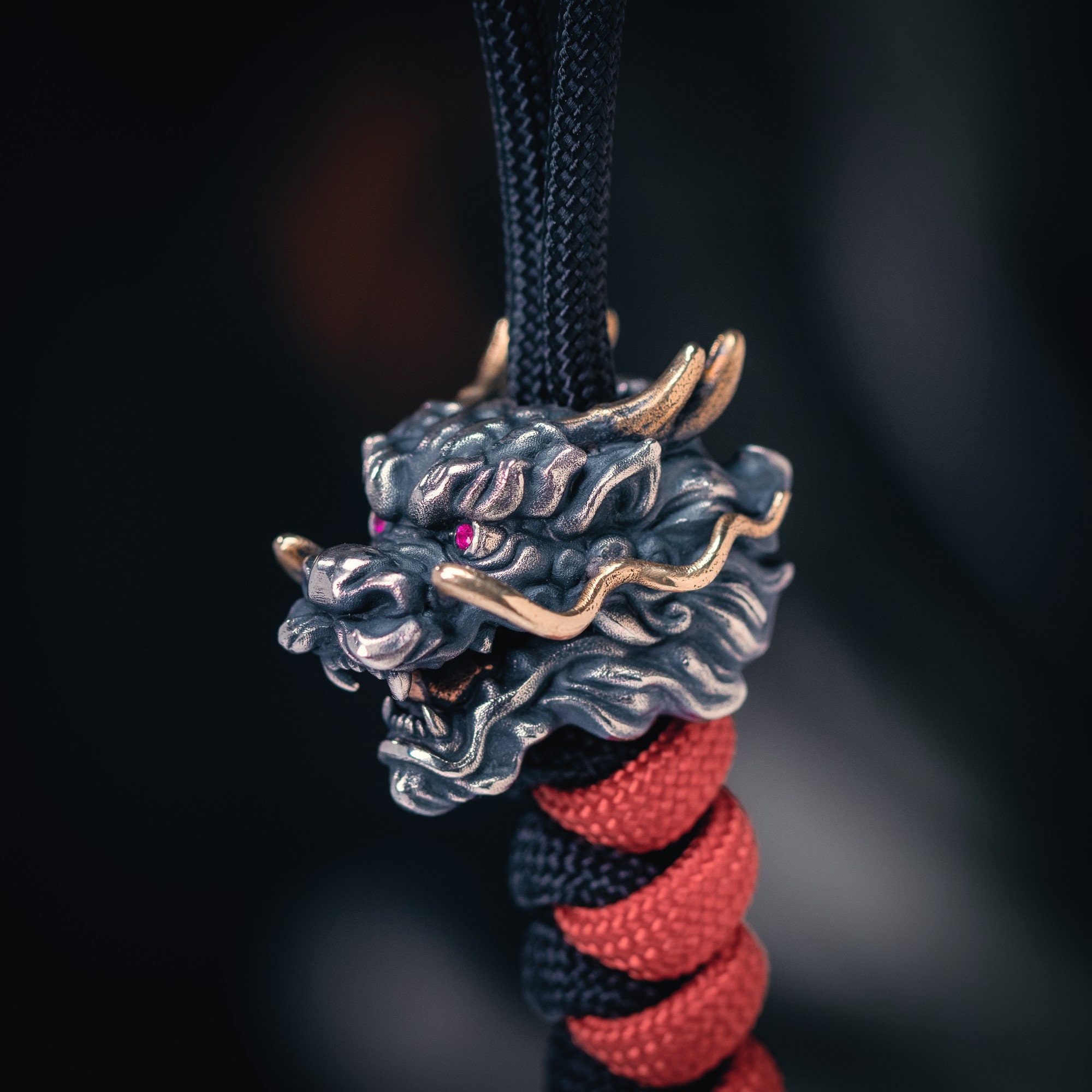 Gorgeous Chinese Dragon Paracord Lanyard Bead with Ruby for | Etsy