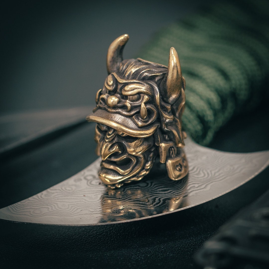Samurai Helmet Paracord Bead – Japanese Oni Warrior Mask Lanyard Bead ...