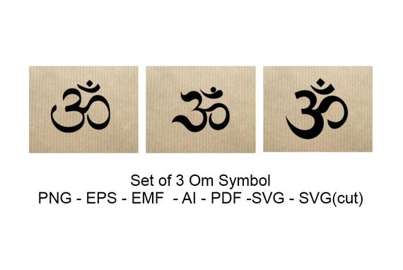 Set of 3 Om Symbol Om Sanskrit Symbol Svg Png Eps AI | Etsy