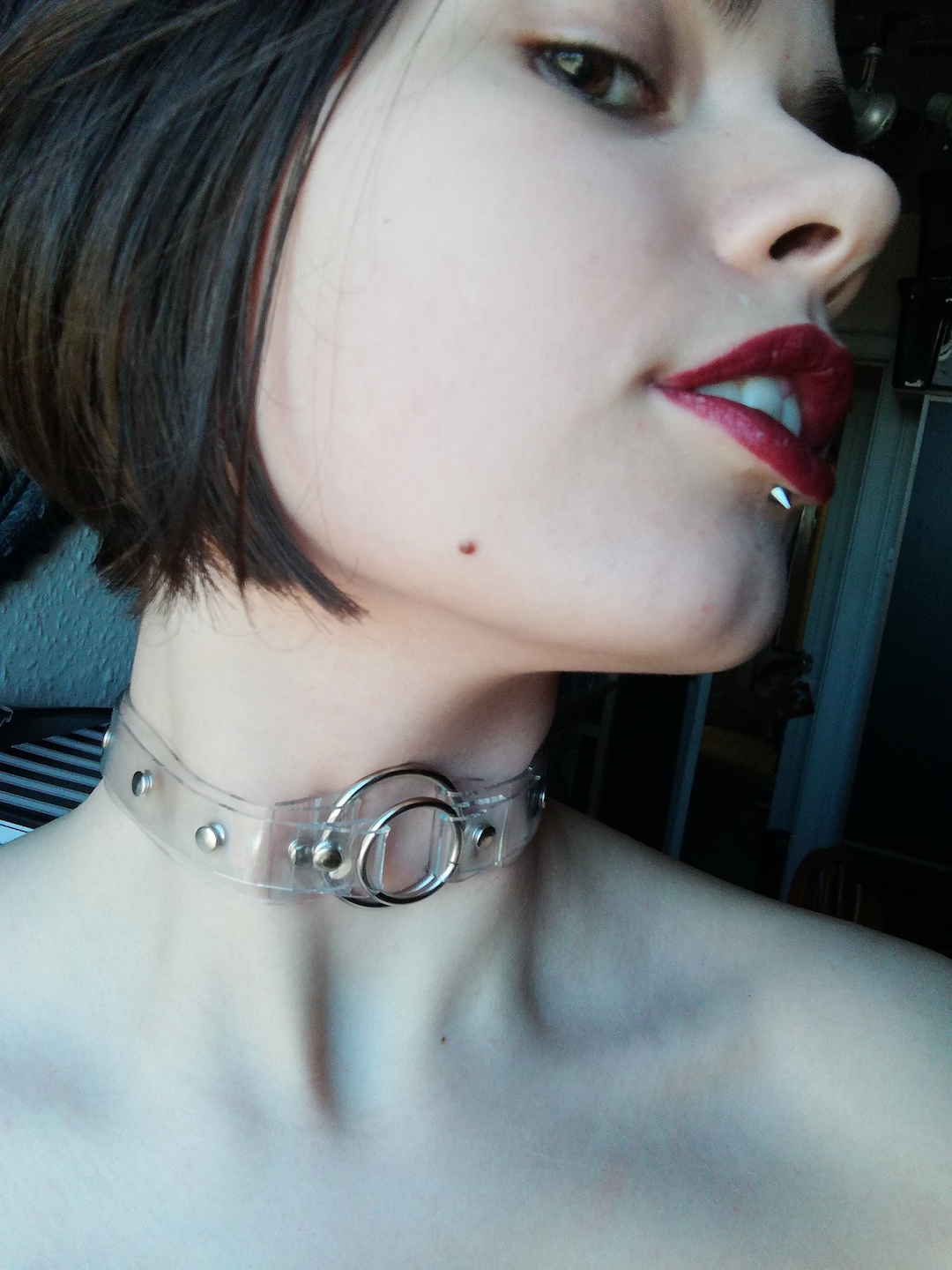 2 Layer Rivetted Clear Vinyl Choker - Etsy