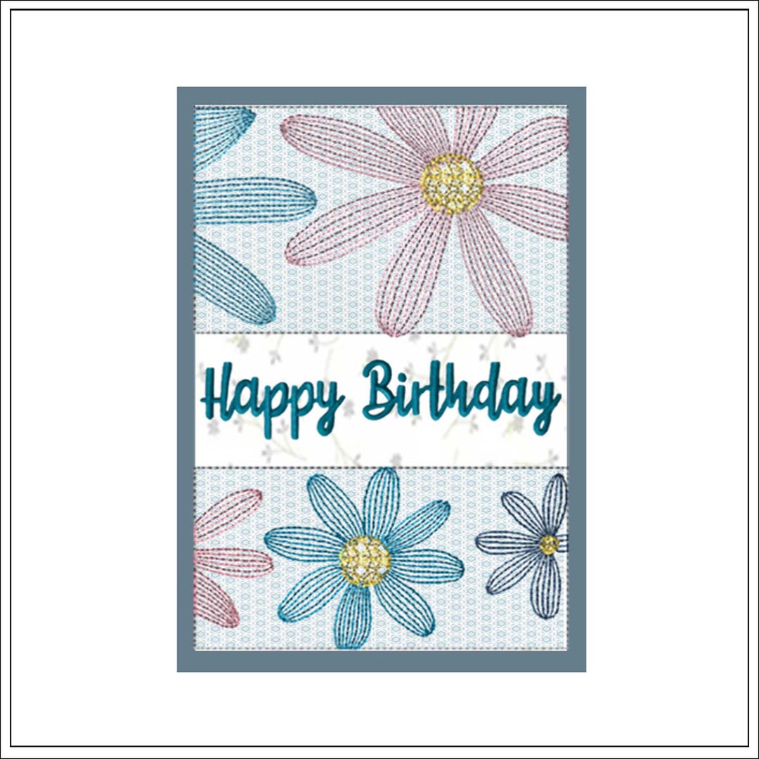 Happy Birthday Card | Machine Embroidery Design #1780 - Etsy