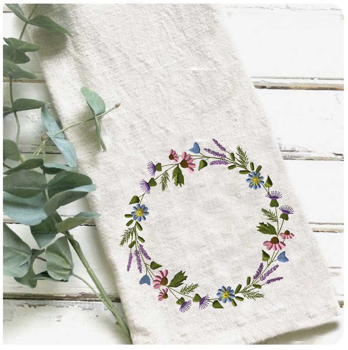 Wildflower Floral Wreath-machine Embroidery Design #1031 - Etsy
