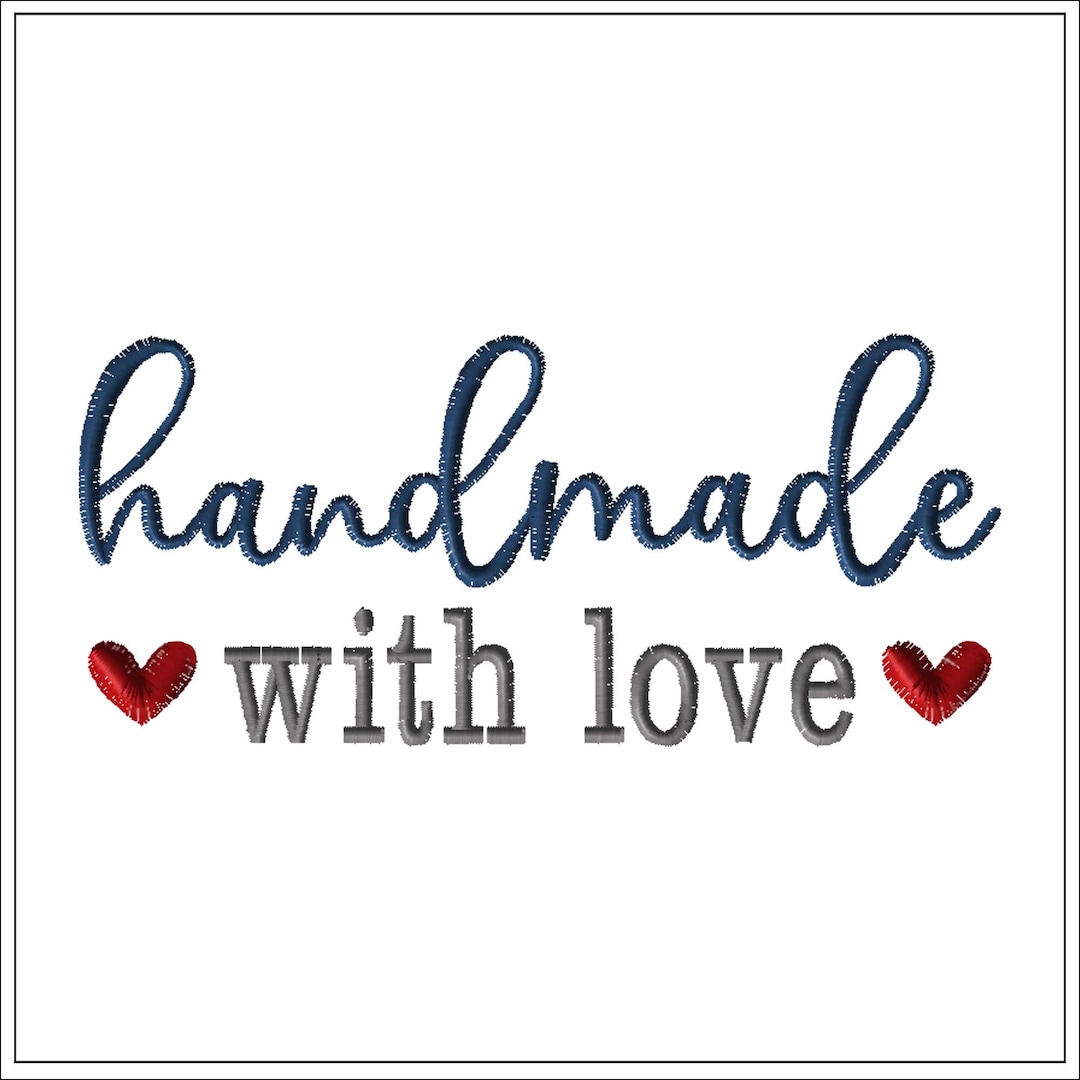 Handmade With Love-machine Embroidery Design- #1344 - Etsy