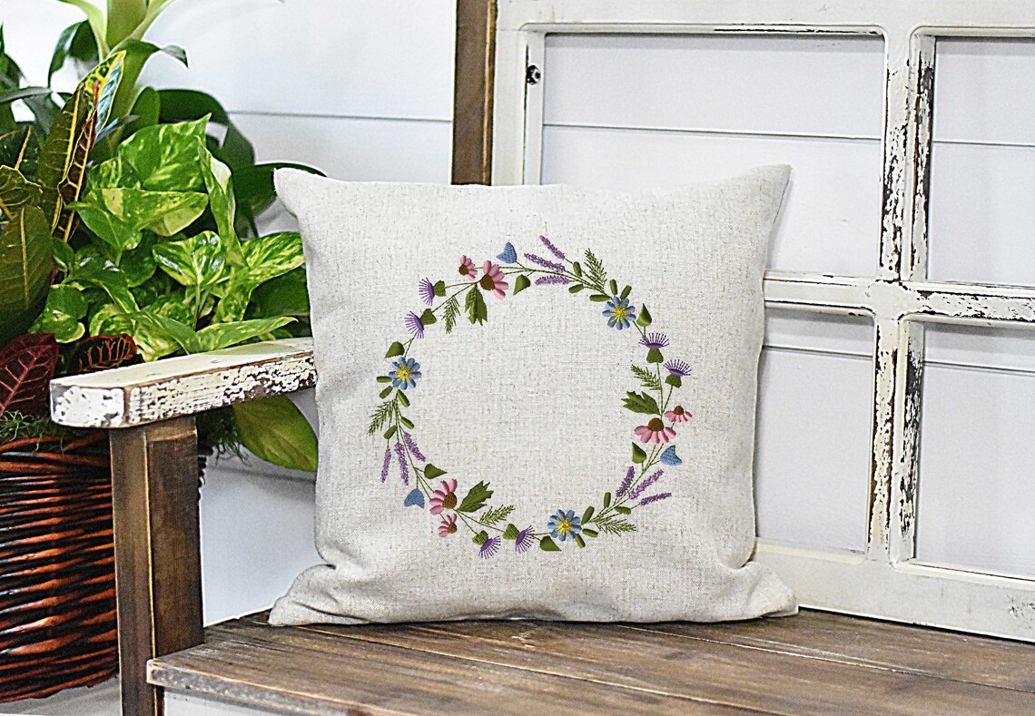 Wildflower Floral Wreath-machine Embroidery Design #1031 - Etsy