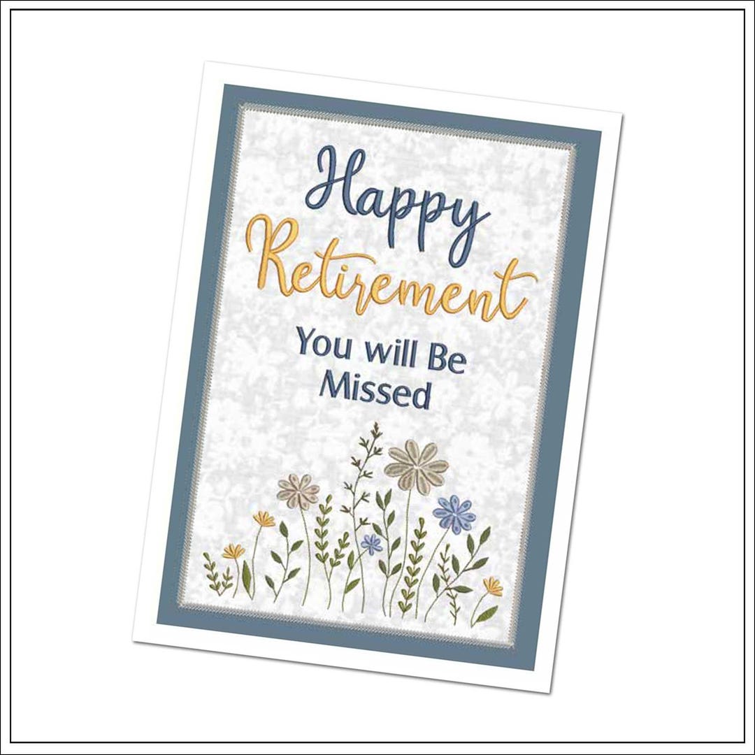 Retirement | You Will Be Missed| Fabric Card | Machine Embroidery ...