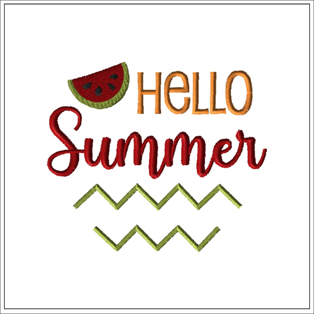 Hello Summer-machine Embroidery Design-#1371 - Etsy