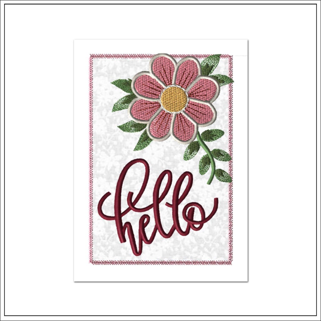 Hello Greeting Card | Machine Embroidery Design #1783 - Etsy
