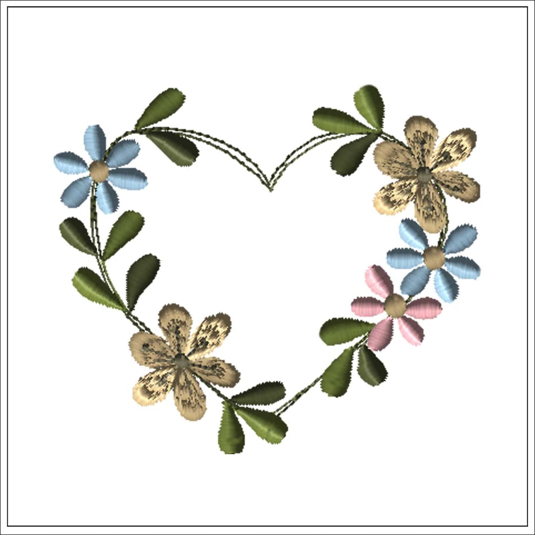 Flower Heart | Machine Embroidery Design #1497 - Etsy