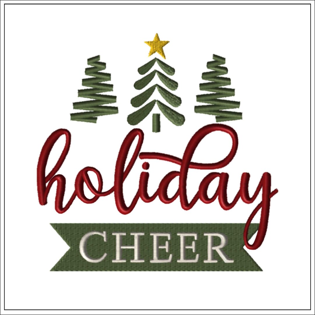 Holiday Christmas Trees With Cheer Banner | Machine Embroidery Design ...