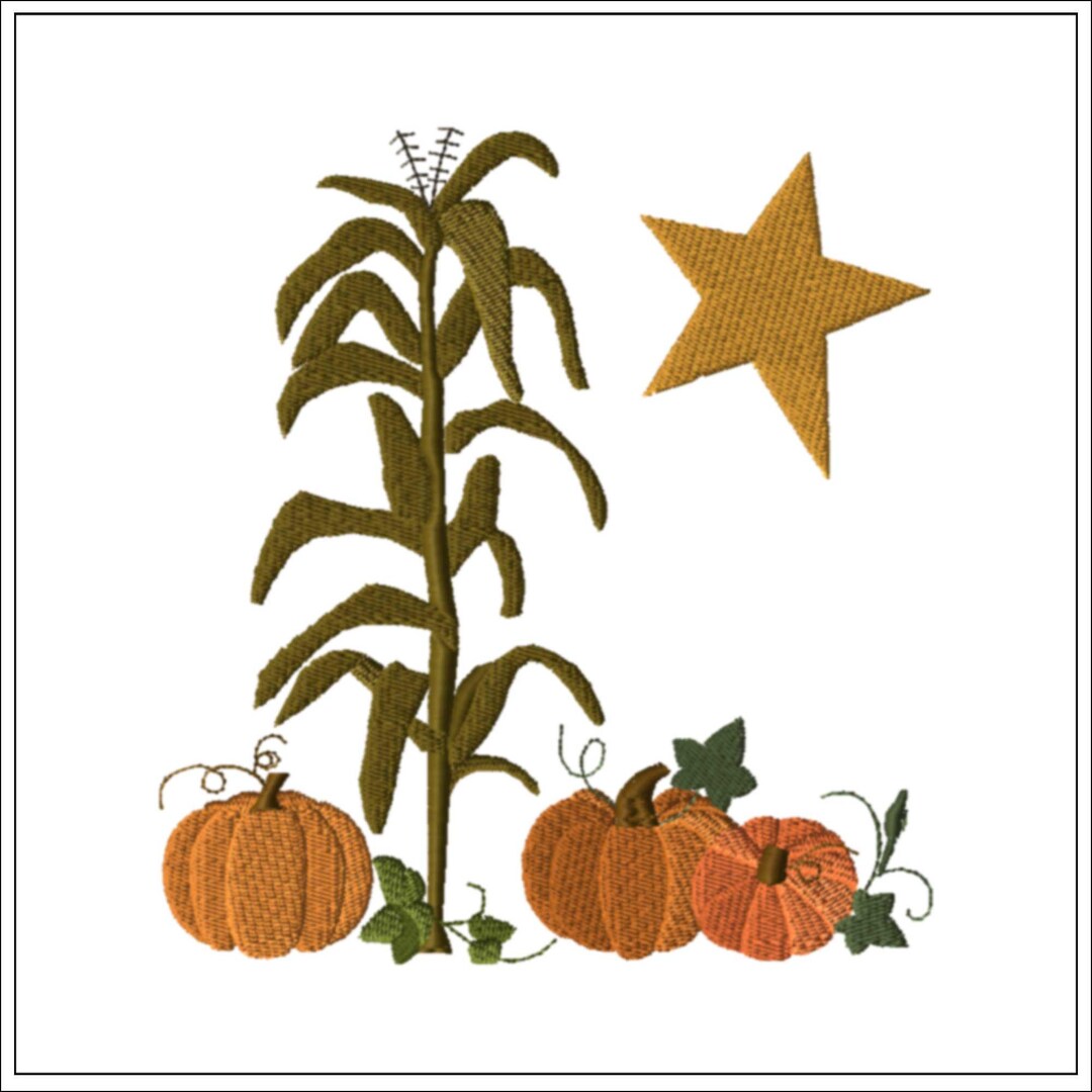 Cornstalk and Pumpkins | Machine Embroidery Design #1403 - Etsy