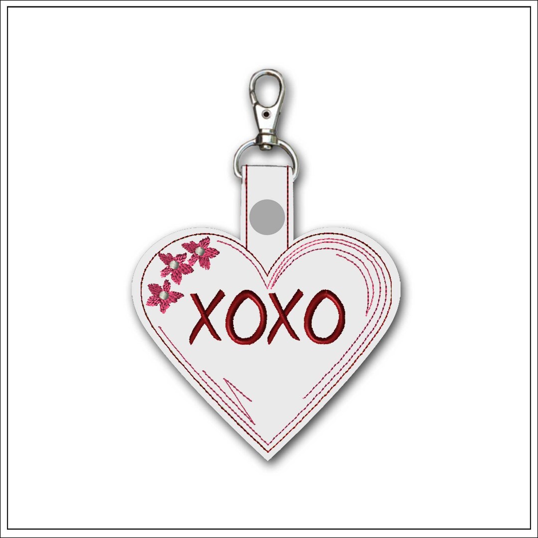 Heart XOXO Key Tag | in the Hoop | Machine Embroidery Design #1641 - Etsy
