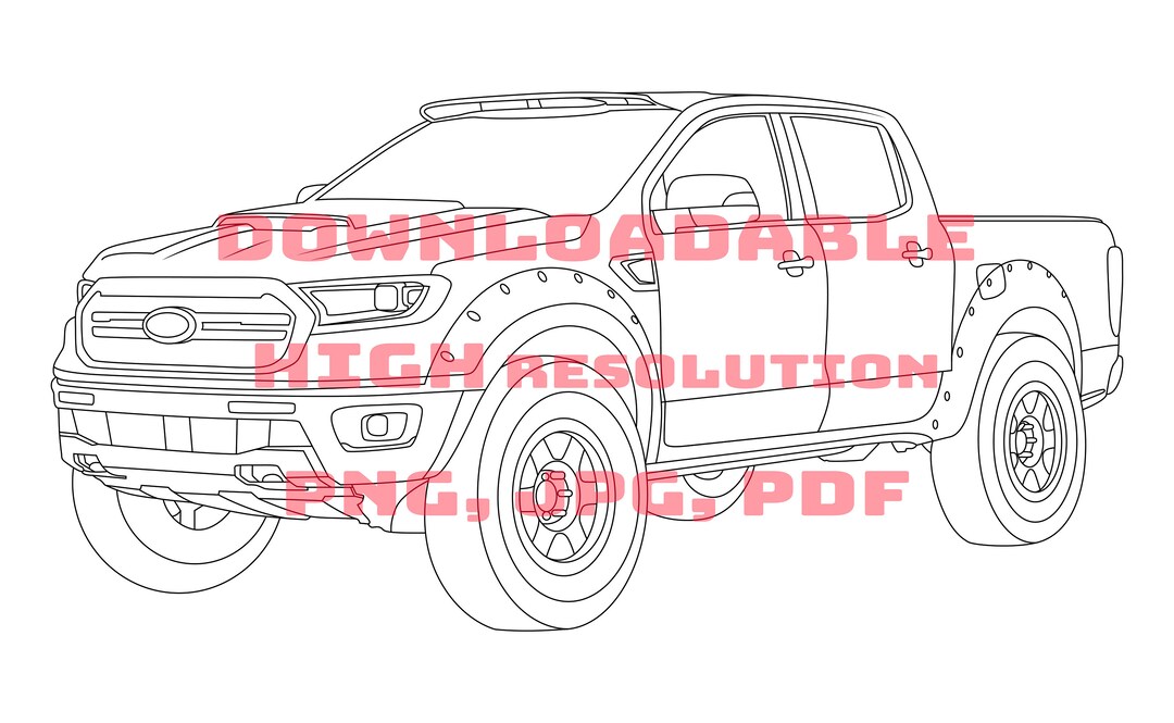 Ford Ranger Pickup Car Downloadable Coloring Page in JPG, PNG, PDF - Etsy