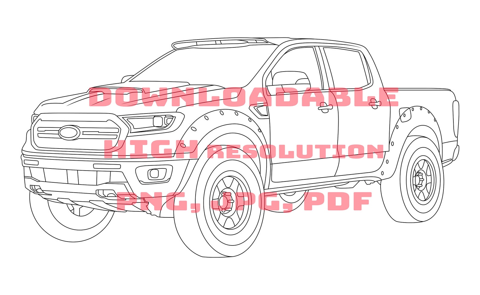 Ford Ranger Pickup Car Downloadable Coloring Page in JPG, PNG, PDF - Etsy
