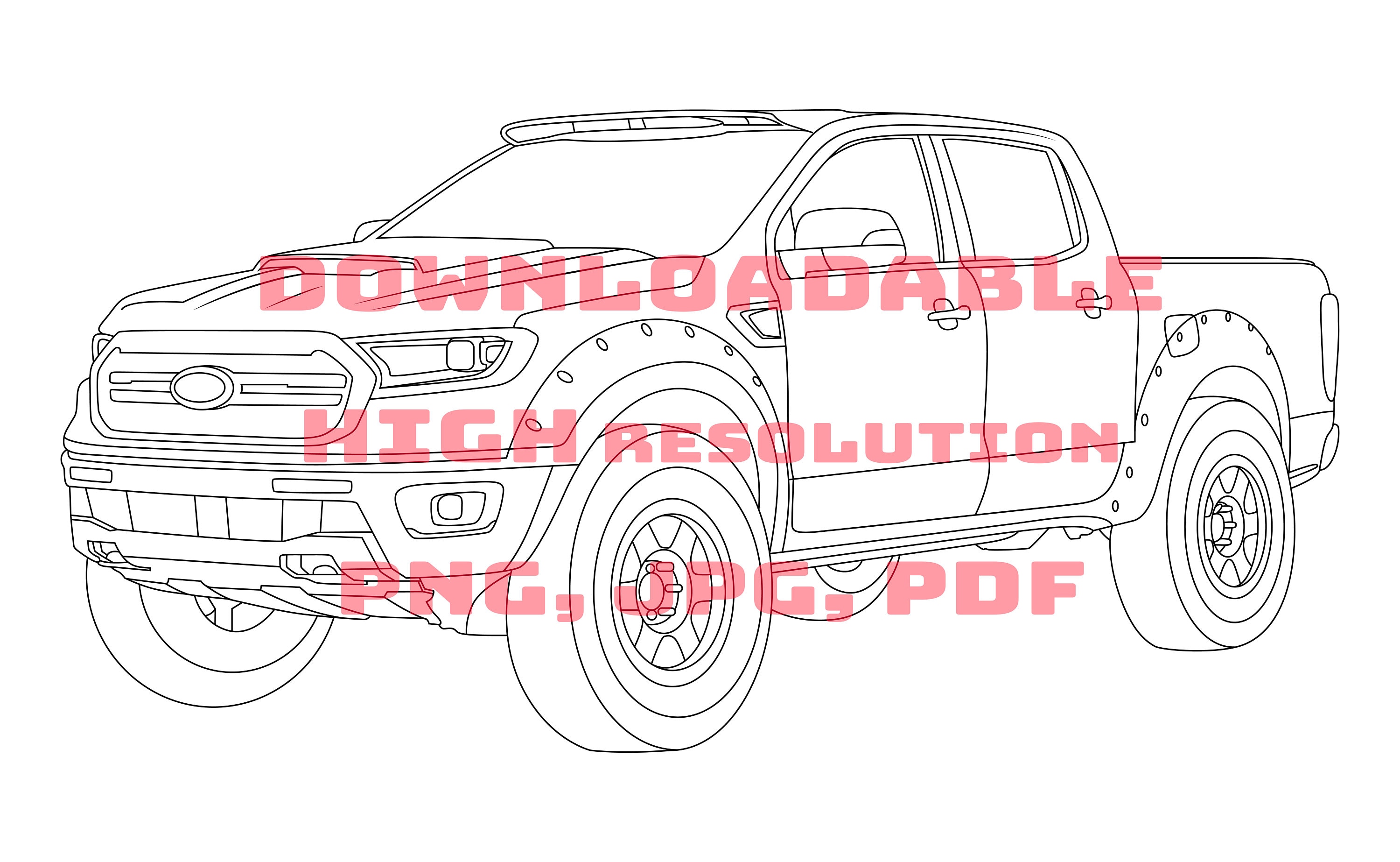 Ford Ranger Pickup Car Downloadable Coloring Page in JPG, PNG, PDF - Etsy