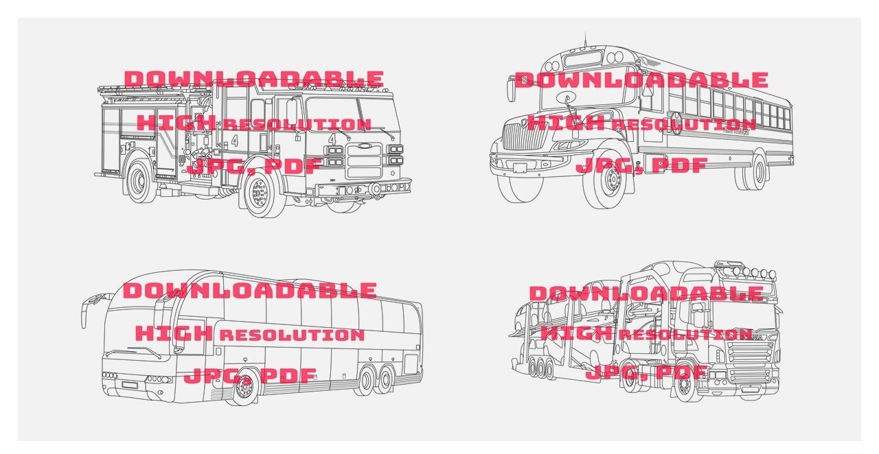 Coloring Pages With Vehicles | 28 Pages | Pdf + Jpg | for Kids + Adults ...