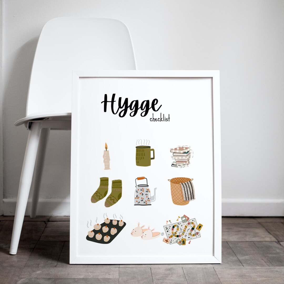 Hygge Fall Checklist, Hygge Wall Art, Hygge Digital Art, Hygge Poster ...