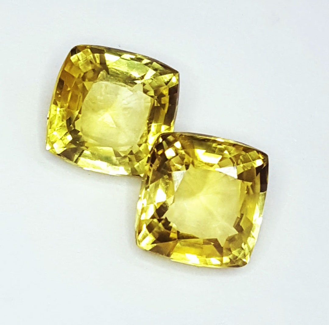 Ceylon Natural Yellow Sapphire (pukhraj) Pair Loose Gemstone 7 to 9 Ct ...