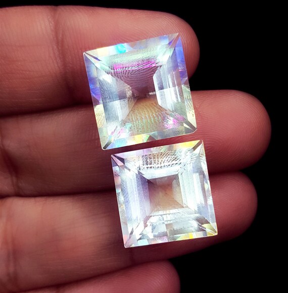 Jewelry Making & Beading Loose Gemstone Mystic Quartz Square Octagon ...