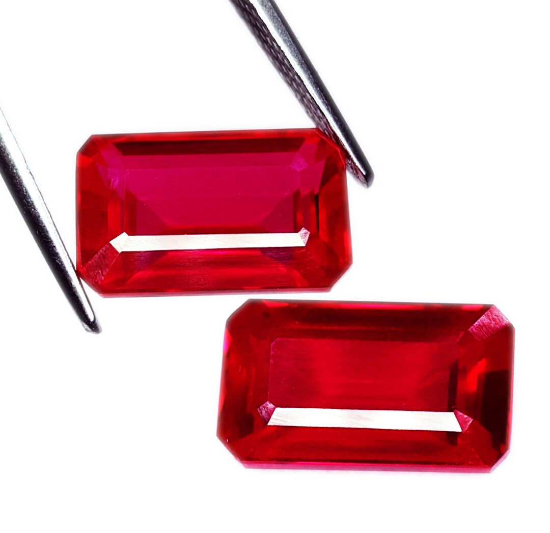 Natural Red Ruby Pair 18 Ct Loose Certified Gemstone Emerald Shape Ruby ...