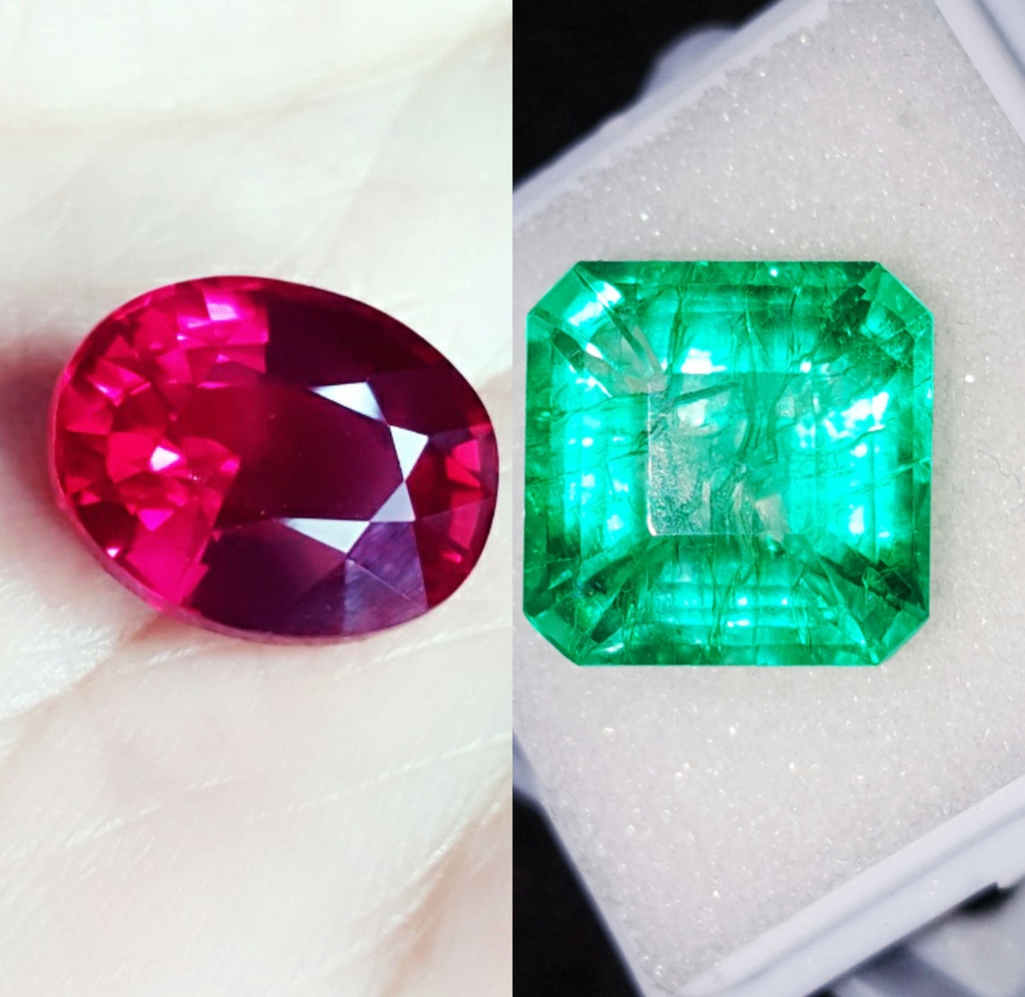 Certified Emerald & Ruby Loose Gemstone 8.00 to 10.00 Ct - Etsy