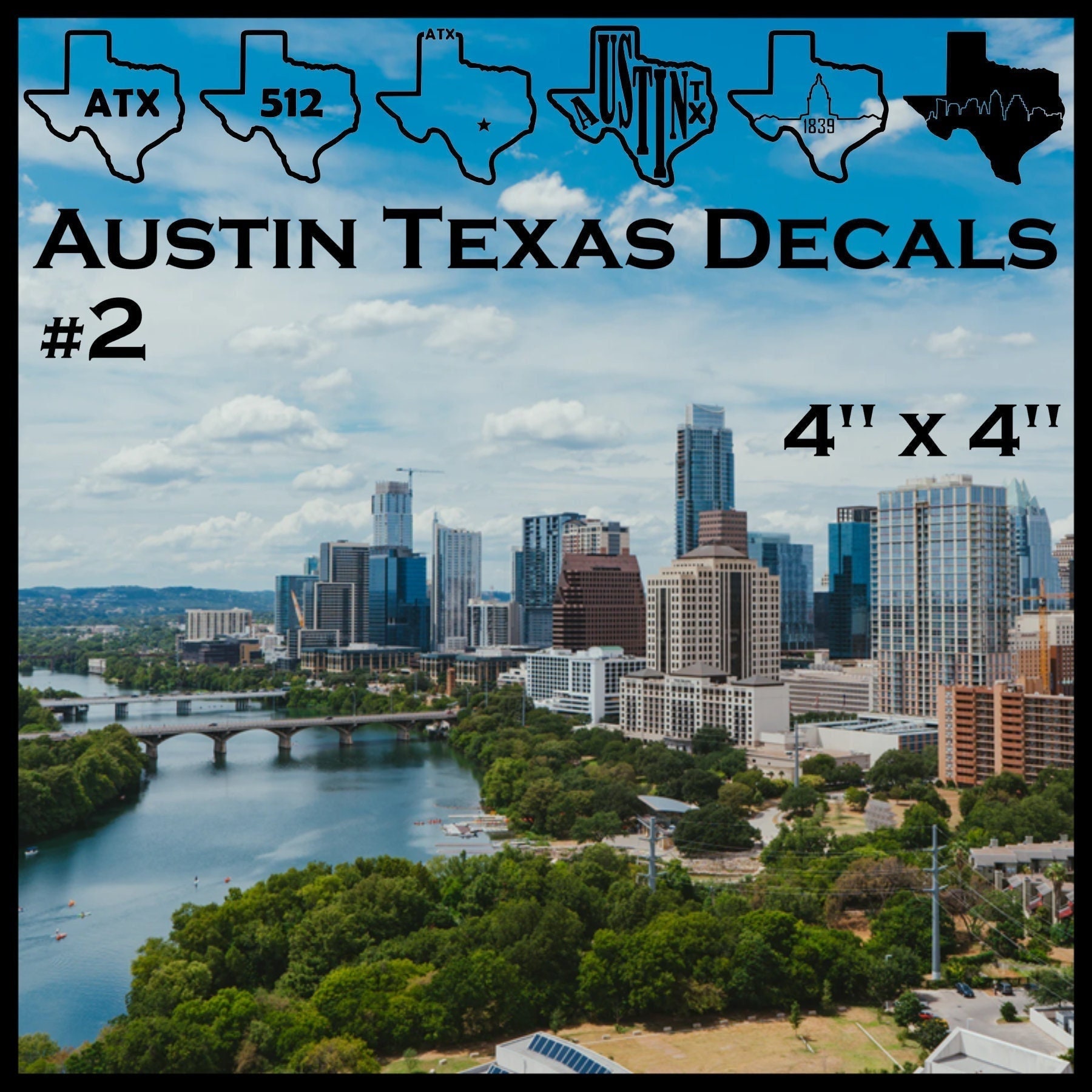 Austin Texas Vinyl Decals 2 - Etsy