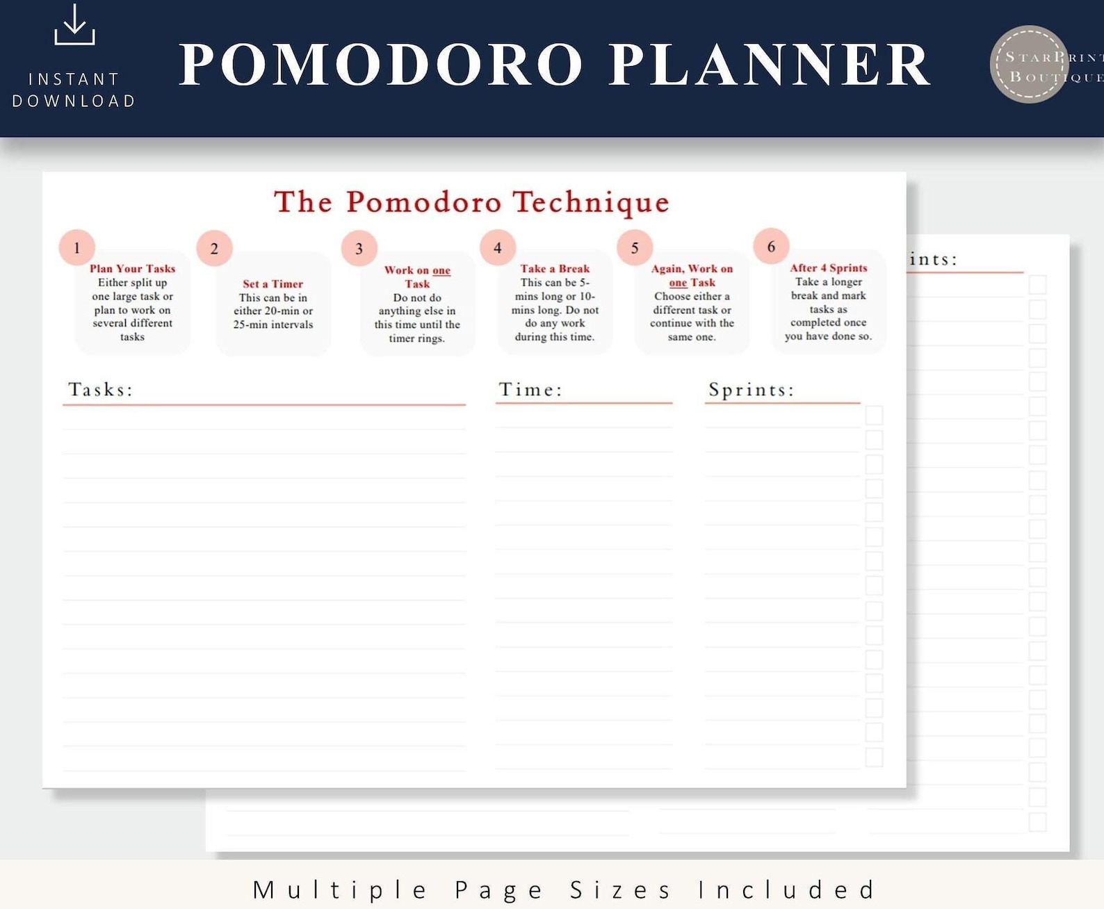 Pomodoro Technique Planner / Worksheet / Digital and Printable - Etsy UK