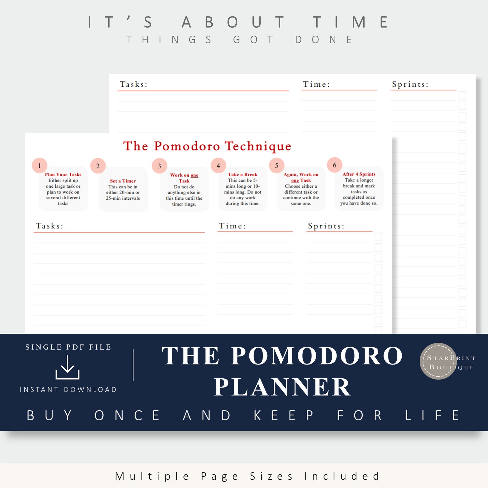 Pomodoro Technique Planner / Worksheet / Digital and Printable - Etsy