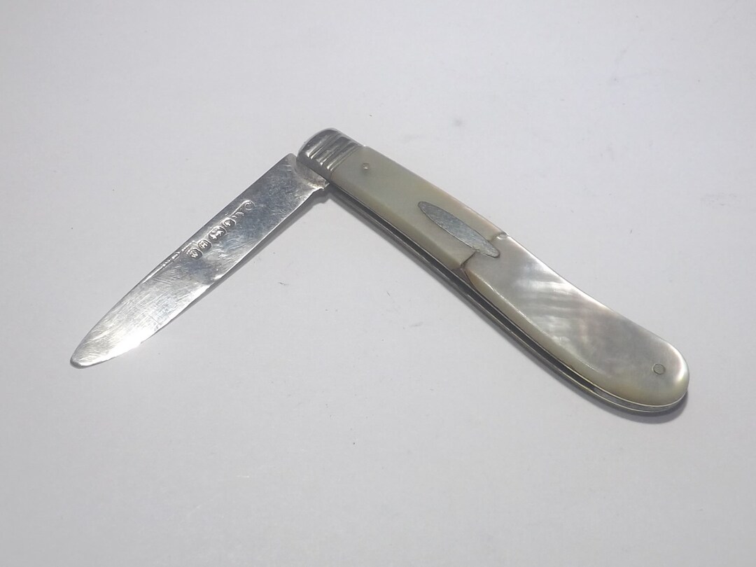 Antique Victorian, Solid Silver & Mother of Pearl Fruit Knife, Folding ...