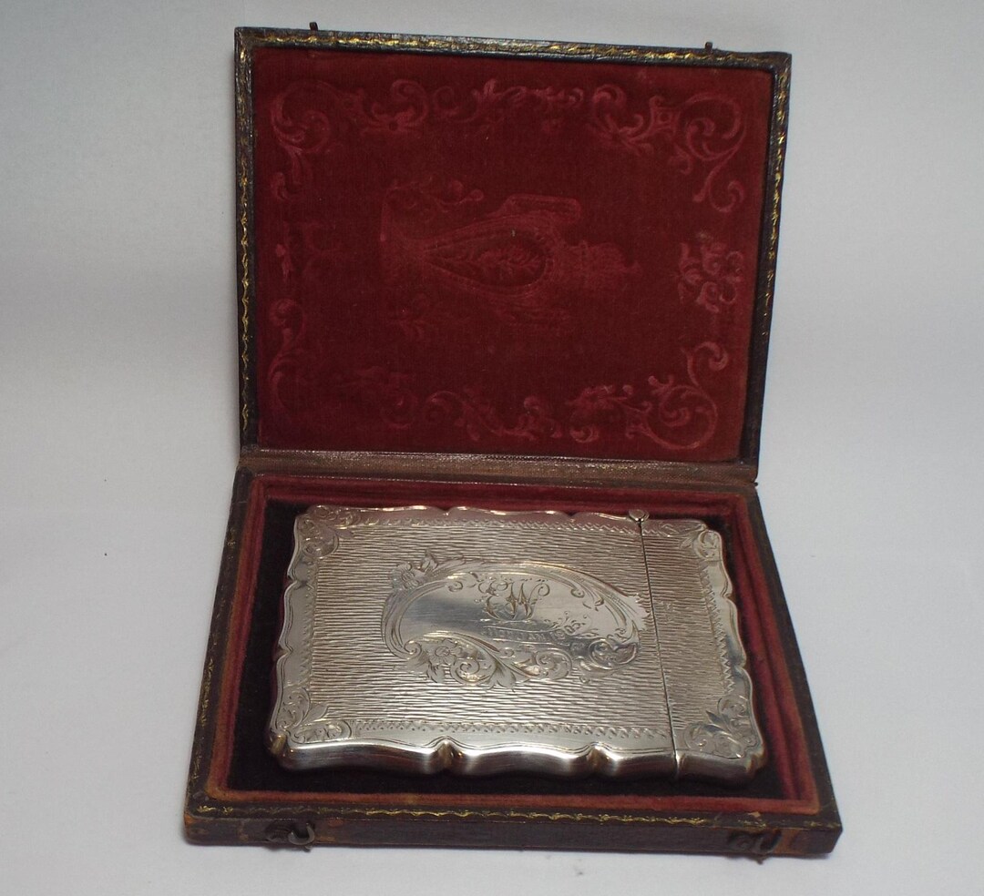 Antique Victorian/ Edwardian 78g Sterling Solid Silver Card Case, Boxed ...