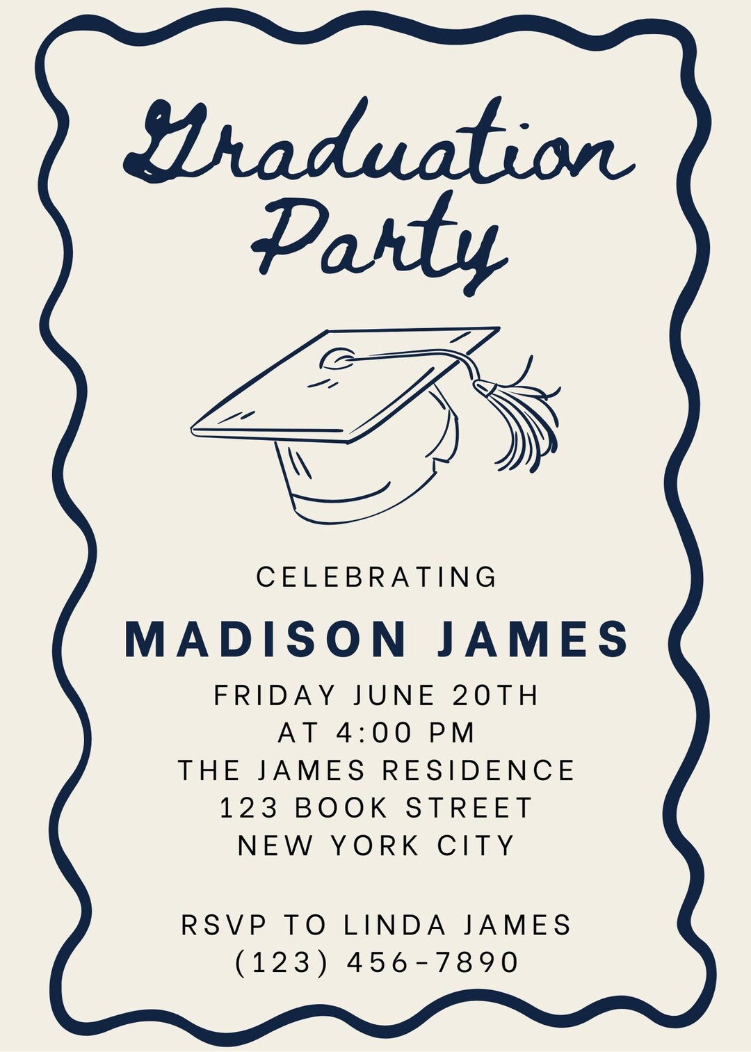 Blue Graduation Party Invitation – Editable Template (digital Download ...