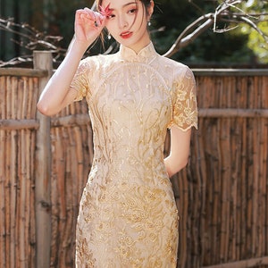 Modern China Cheongsam Lace Embroidered - Etsy