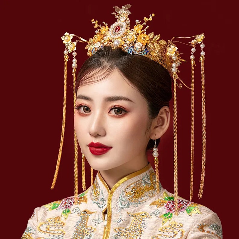 Chinese Traditional Wedding Bridal Headdress Phoenix Crown - Etsy