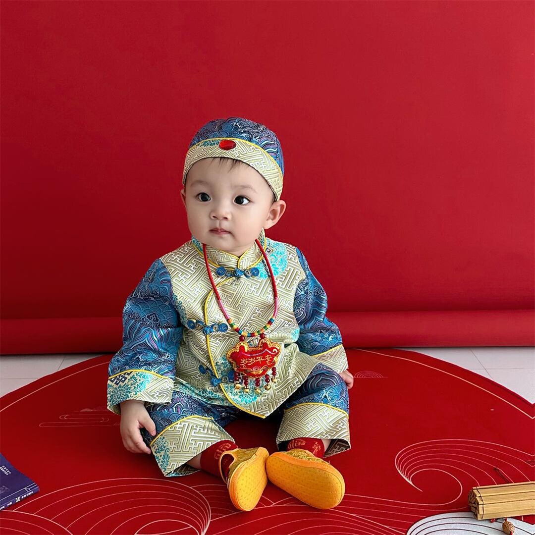 Boy's Cheongsam Thick Jacket and Pants Chinese New Year Boys 1 Year ...