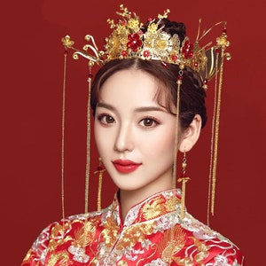 Chinese Traditional Wedding Bridal Headdress Phoenix Crown Women Simple ...