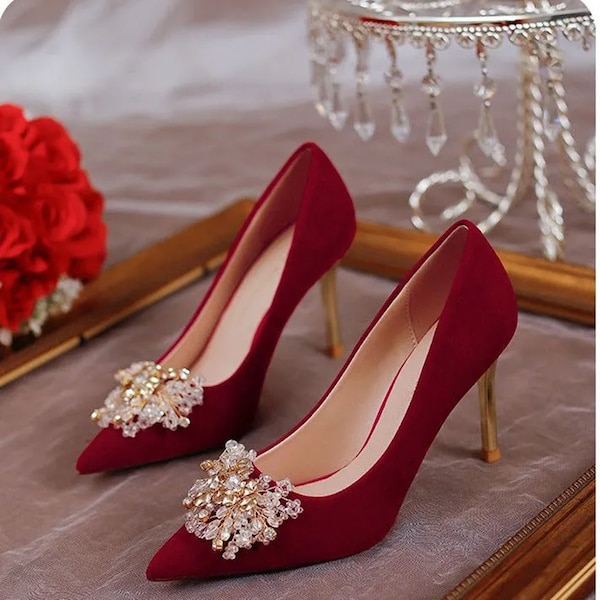 Red Bridal Shoes - Etsy