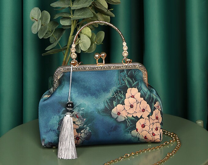 Gold Green Handbag,chinese Bag,shoulder Bag,green Evening Bag,wedding ...