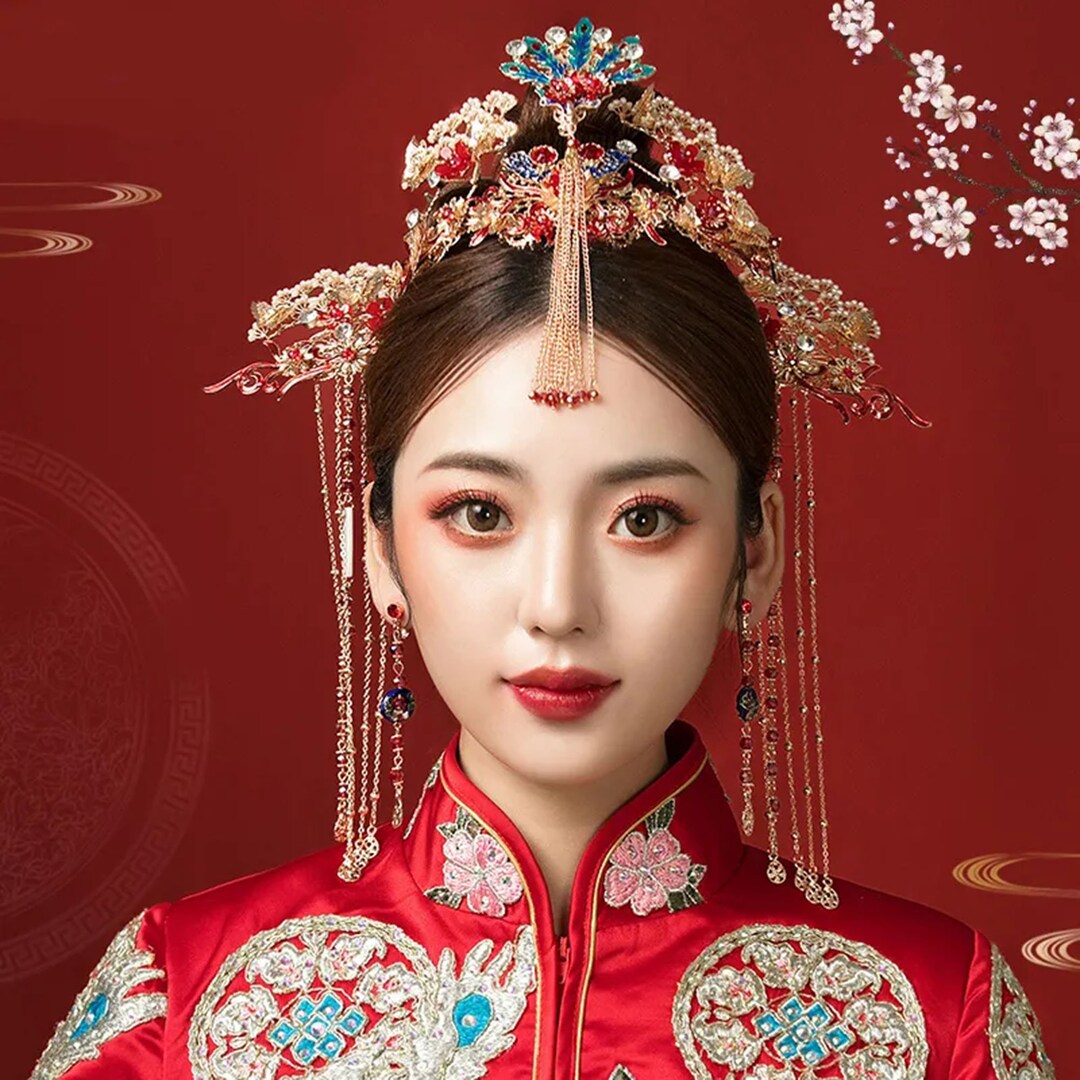Chinese Traditional Wedding Bridal Headdress Phoenix Crown Women Simple ...