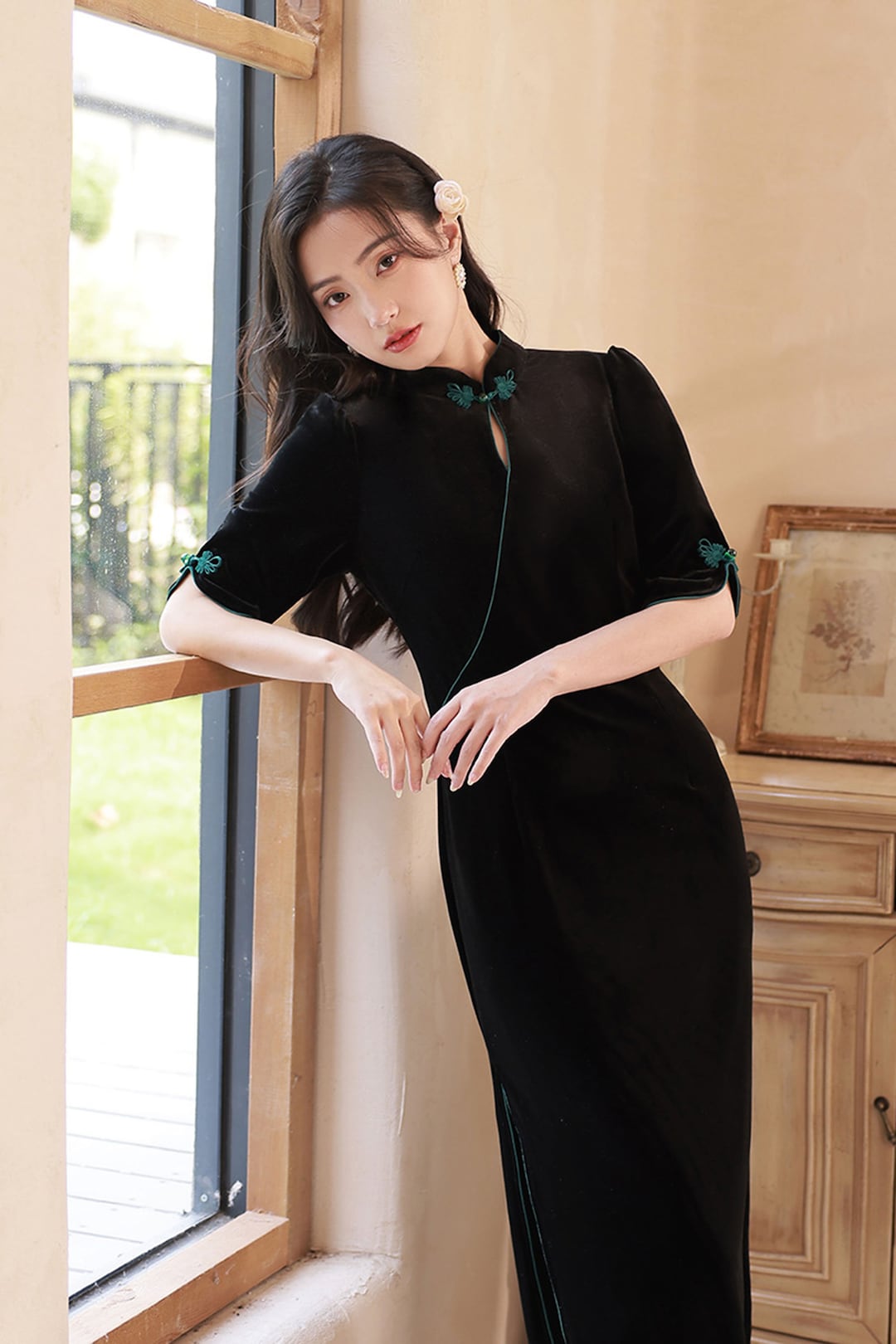 Vintage China Cheongsam,velvet Qipao Dress,chinese Cheongsam Dress,prom ...
