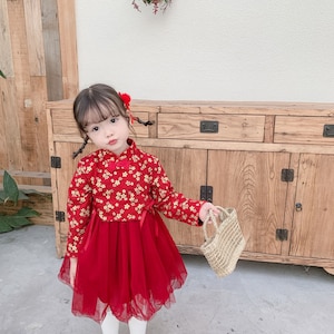 Red Chinese New Year Dress Red Thick Dress Red Chinese Cheongsam for ...