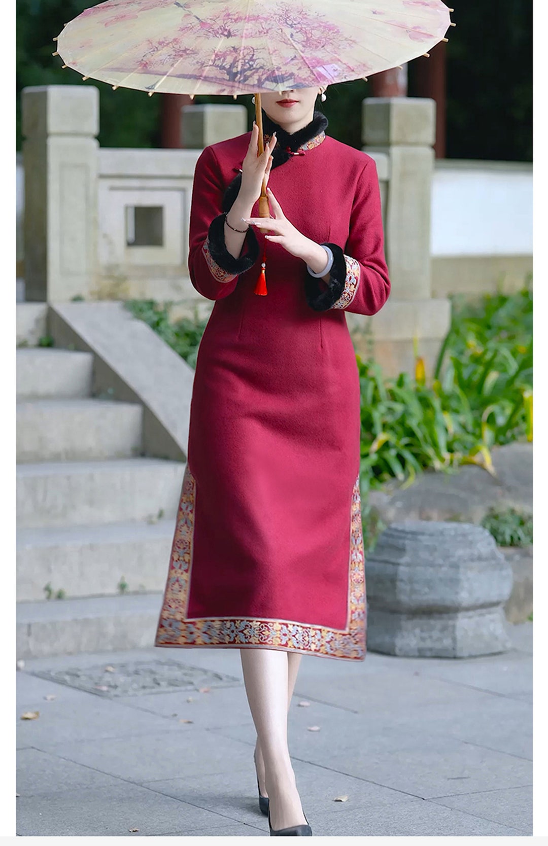 New Style Red Winter Cheongsam Improved Thickened Women New - Etsy