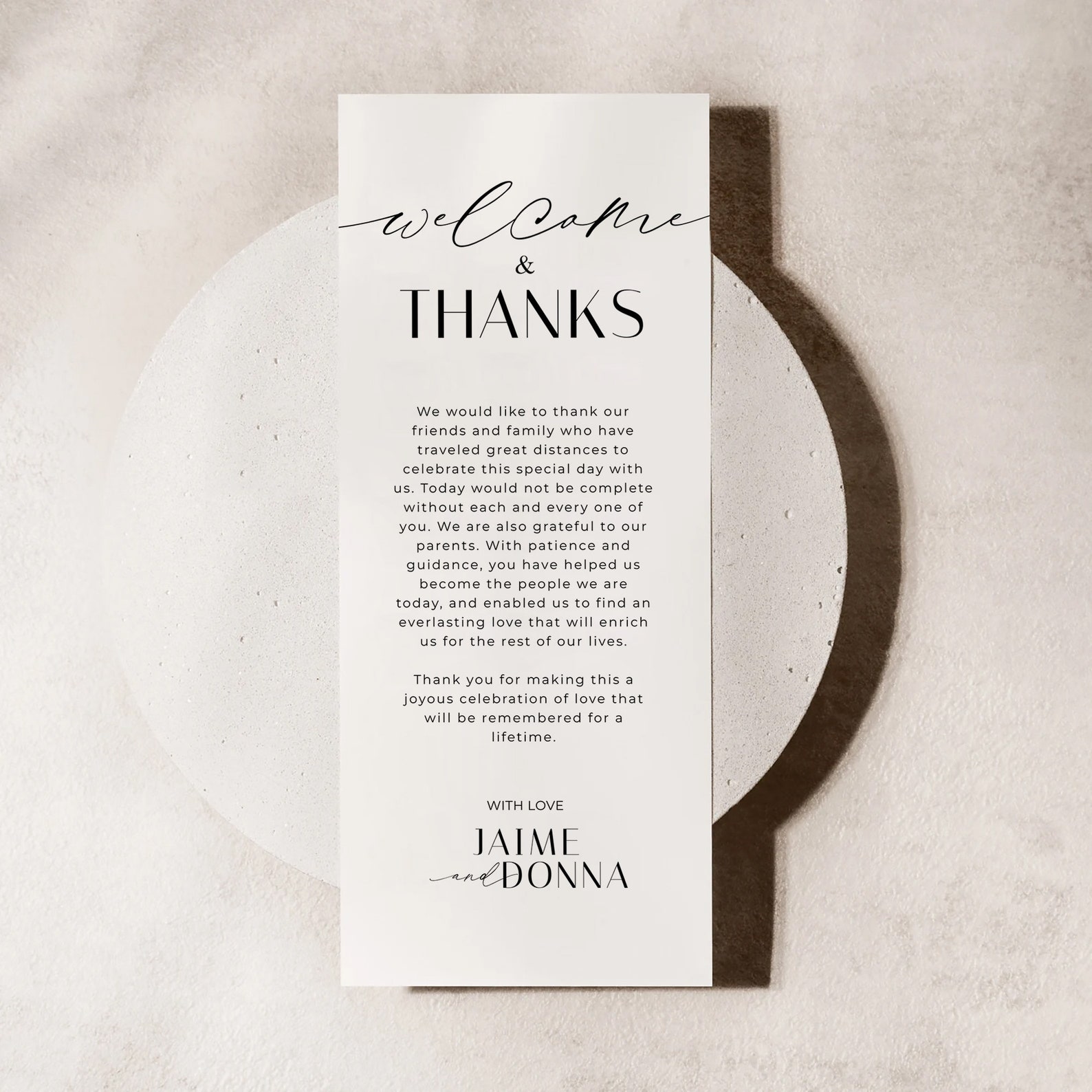 Minimalist Thank You Place Card, Printable Thank You, Thank You Napkin ...